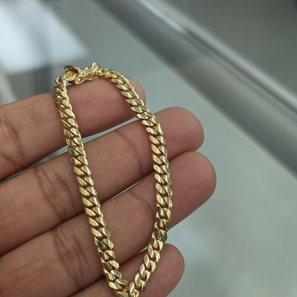 Unbrand | Jewelry | Kt Real Solid Gold Miami Cuban Style Bracelet 49mm ...